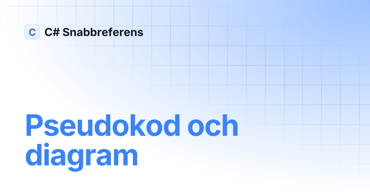 Pseudokod och diagram | C# Snabbreferens